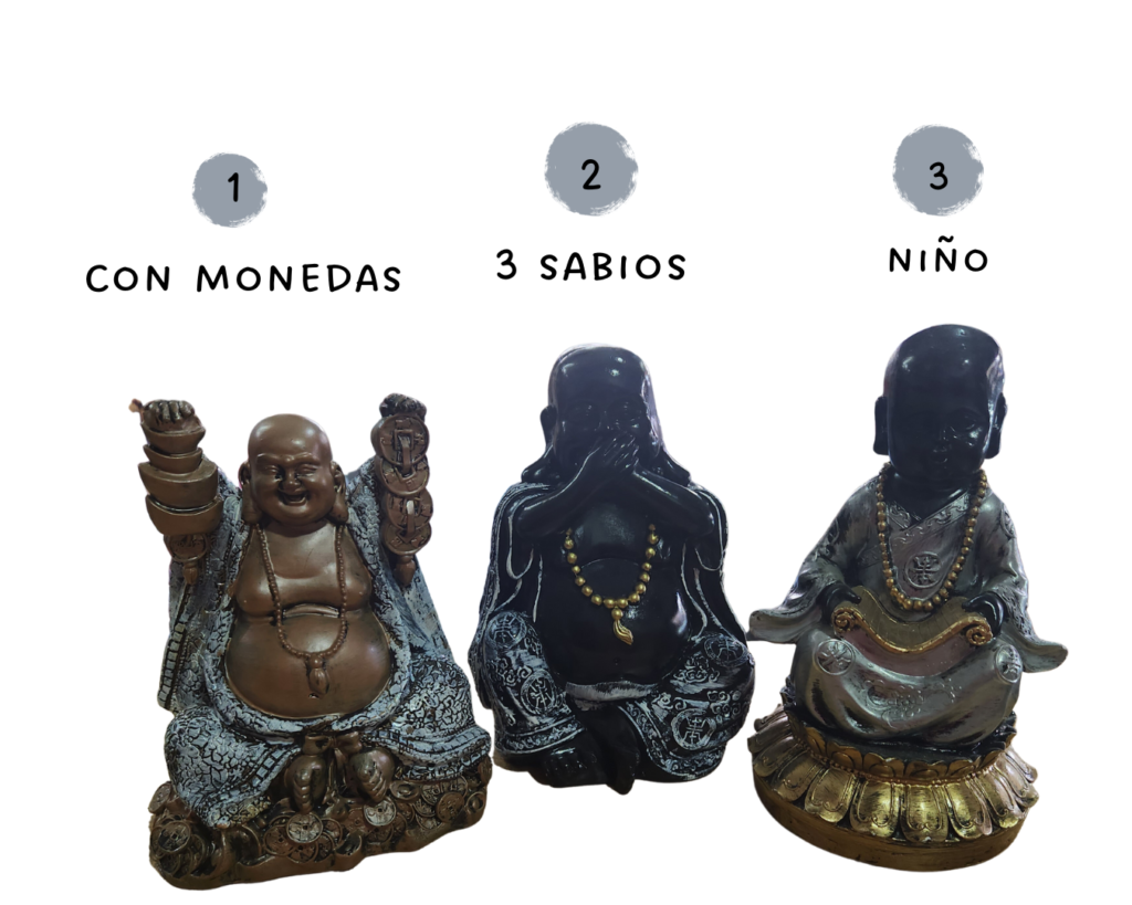 Budas medianos metalizados de yeso - Sahumerios Somali